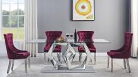 China 12mm Glass Top SS Dining Tables 6 Seater Home Furniture For Dining Room for sale