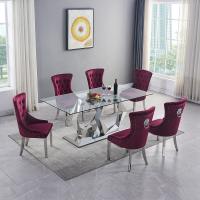 China 12mm Glass Top SS Dining Tables 6 Seater Home Furniture For Dining Room for sale