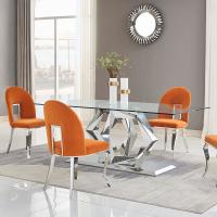 China 12mm Glass Top SS Dining Tables 6 Seater Home Furniture For Dining Room for sale