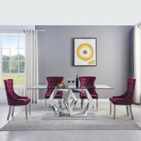 China 12mm Glass Top SS Dining Tables 6 Seater Home Furniture For Dining Room for sale