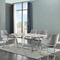 China 0.7CBM 20mm Modern Rectangle Dining Table Stainless Steel Frame for sale