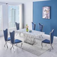 China Gold Silver Leg 0.49m3 SS Dining Tables 20 - 40mm Artificial Marble Top for sale