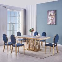 China Gold Silver Leg 0.49m3 SS Dining Tables 20 - 40mm Artificial Marble Top for sale