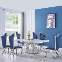 China Gold Silver Leg 0.49m3 SS Dining Tables 20 - 40mm Artificial Marble Top for sale