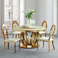 China QIANCHENG Anti Oxidation SS Dining Tables Dia130x75cm Round Marble Top for sale