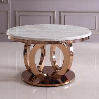 China QIANCHENG Anti Oxidation SS Dining Tables Dia130x75cm Round Marble Top for sale