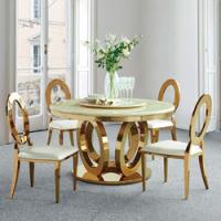 China QIANCHENG Anti Oxidation SS Dining Tables Dia130x75cm Round Marble Top for sale