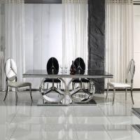 China 160kg Stainless Steel Dining Table Set Marble Top 78inchx40inchx30inch for sale
