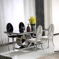 China 160kg Stainless Steel Dining Table Set Marble Top 78inchx40inchx30inch for sale