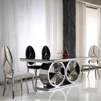 China 160kg Stainless Steel Dining Table Set Marble Top 78inchx40inchx30inch for sale