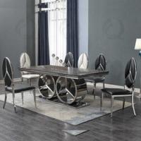 China 160kg Stainless Steel Dining Table Set Marble Top 78inchx40inchx30inch for sale