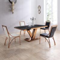 China Rose Gold 180x90x75cm SS Dining Tables Durable Marble Dining Room Table for sale
