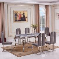 China Silvery Legs Luxury Marble Dining Table 60inchx36inchx30inch Italian Modern Style for sale