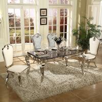 China Silvery Legs Luxury Marble Dining Table 60inchx36inchx30inch Italian Modern Style for sale