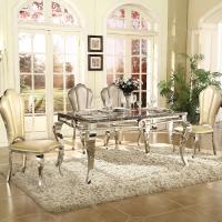 China Silvery Legs Luxury Marble Dining Table 60inchx36inchx30inch Italian Modern Style for sale