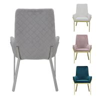 China NO Folded OEM Velvet Dining Room Chairs Stainless Steel Metal Legs Dining Chairs for sale