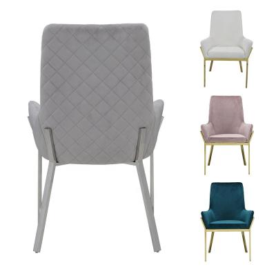 China NO Folded OEM Velvet Dining Room Chairs Stainless Steel Metal Legs Dining Chairs for sale