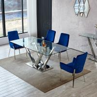 China NO Folded OEM Velvet Dining Room Chairs Stainless Steel Metal Legs Dining Chairs for sale