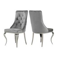 China Grey Fabric SS Dining Chairs Modern Sliver For Upscale Hotel Restaurants for sale