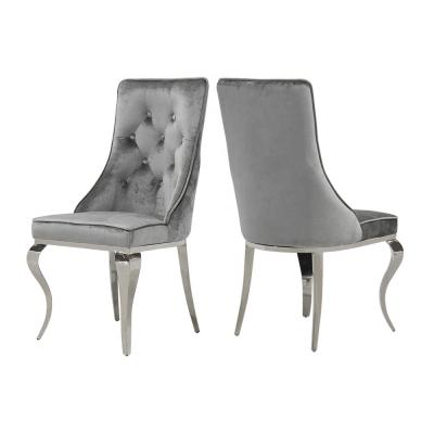 China Grey Fabric SS Dining Chairs Modern Sliver For Upscale Hotel Restaurants for sale
