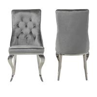 China Grey Fabric SS Dining Chairs Modern Sliver For Upscale Hotel Restaurants for sale