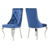 China Grey Fabric SS Dining Chairs Modern Sliver For Upscale Hotel Restaurants for sale
