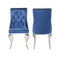 China Grey Fabric SS Dining Chairs Modern Sliver For Upscale Hotel Restaurants for sale