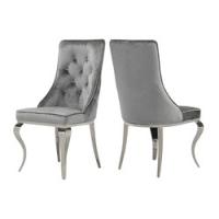 China Grey Fabric SS Dining Chairs Modern Sliver For Upscale Hotel Restaurants for sale