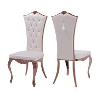 China White Modern Crystal PU Leather Dining Chairs 10.5kg 201 Stainless Steel frame for sale