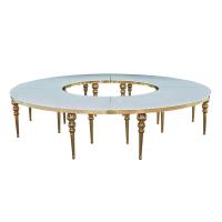China Half Marble SS Steel Furniture Round C Shaped 0.76m3 Golden Stainless Steel Table for sale