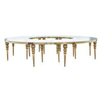 China Half Marble SS Steel Furniture Round C Shaped 0.76m3 Golden Stainless Steel Table for sale