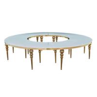 China Half Marble SS Steel Furniture Round C Shaped 0.76m3 Golden Stainless Steel Table for sale