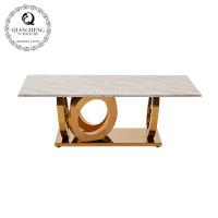China Italian Style Length 130cm Square Marble Coffee Table Stable Stainless Steel Frame for sale