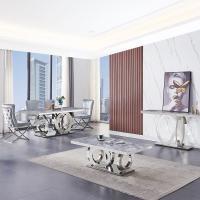 China Italian Style Length 130cm Square Marble Coffee Table Stable Stainless Steel Frame for sale