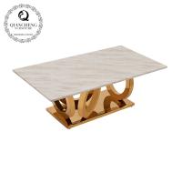 China Italian Style Length 130cm Square Marble Coffee Table Stable Stainless Steel Frame for sale