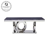 China Italian Style Length 130cm Square Marble Coffee Table Stable Stainless Steel Frame for sale