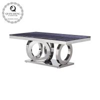 China Italian Style Length 130cm Square Marble Coffee Table Stable Stainless Steel Frame for sale