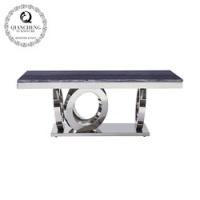 China Italian Style Length 130cm Square Marble Coffee Table Stable Stainless Steel Frame for sale