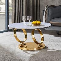 China Home Office 0.16cbm SS Coffee Table Gold Base Sinter Stone top for sale
