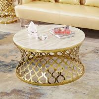 China Modern Style Dia 90cm SS Coffee Table Round Shape Golden frame for sale