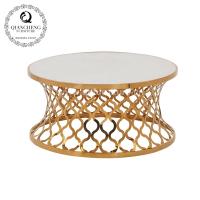 China Modern Style Dia 90cm SS Coffee Table Round Shape Golden frame for sale