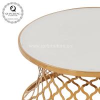 China Modern Style Dia 90cm SS Coffee Table Round Shape Golden frame for sale