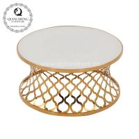 China Modern Style Dia 90cm SS Coffee Table Round Shape Golden frame for sale