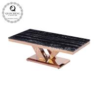 China 0.2CBM 78kg Marble Top Center Table No Folded Rose Gold Legs for sale