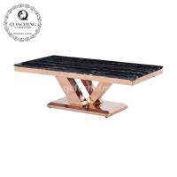 China 0.2CBM 78kg Marble Top Center Table No Folded Rose Gold Legs for sale