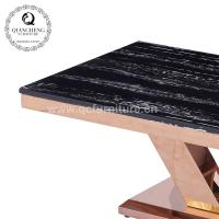 China 0.2CBM 78kg Marble Top Center Table No Folded Rose Gold Legs for sale