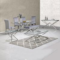 China 50cmx50cmx55cm Stainless Steel Side Tables For Living Room with Glass Top for sale