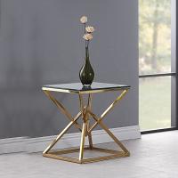 China 50cmx50cmx55cm Stainless Steel Side Tables For Living Room with Glass Top for sale
