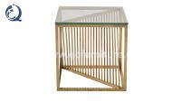 China 12mm Glass Stainless Steel Side Tables 49x49x51cm Golden Frame for sale