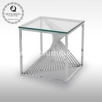 China 12mm Glass Stainless Steel Side Tables 49x49x51cm Golden Frame for sale